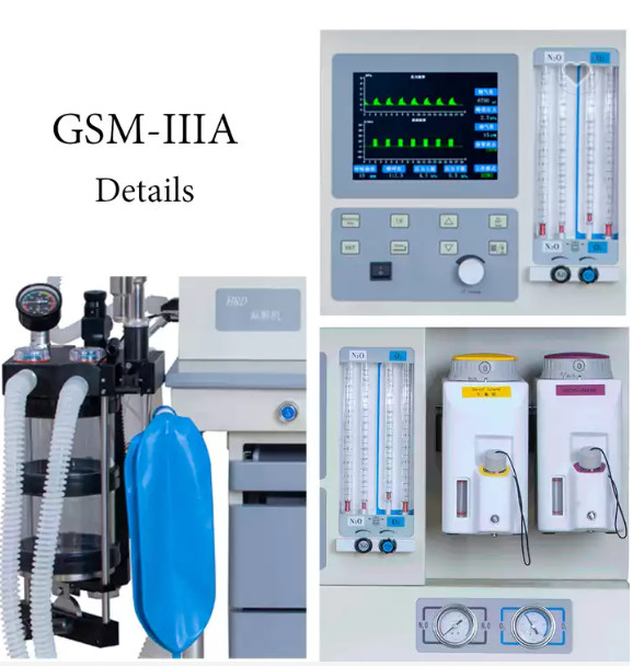 Two Vaporizer Trolley Type Anesthesia Machine With 5 Tube Mechanical ...